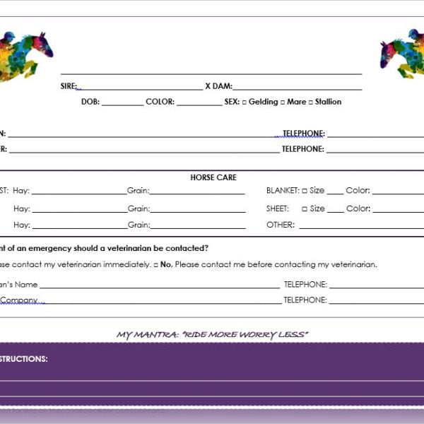 Free Stall Cards-Dressage Diva - The Connected Rider San Antonio ...